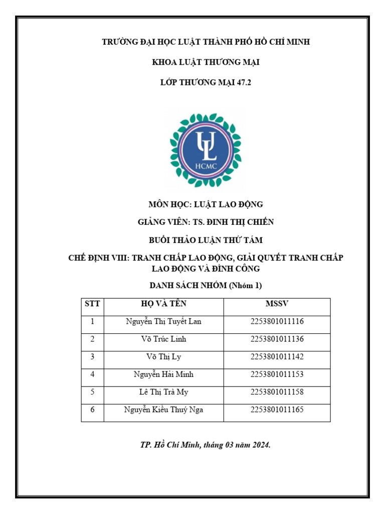TM47.2 - NHÓM 01 - LLĐ - CHẾ ĐỊNH VIII | PDF