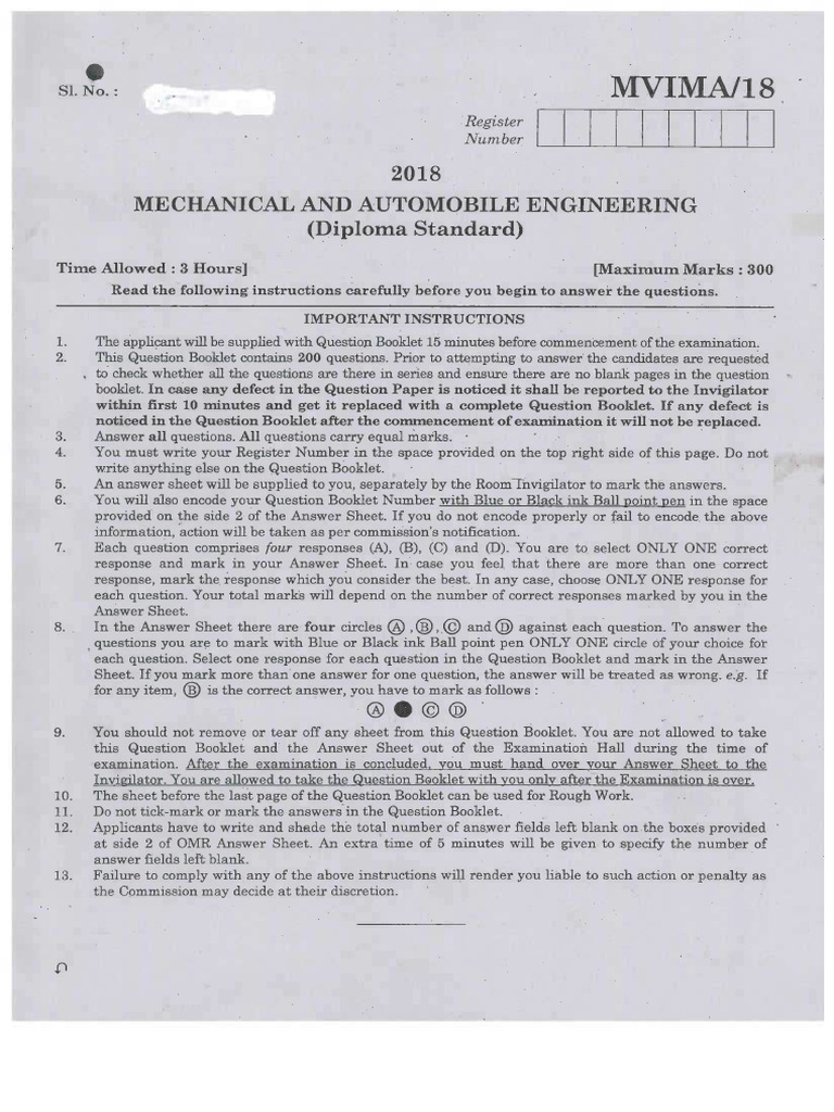 Motor Vehicle Exam 2018 | PDF