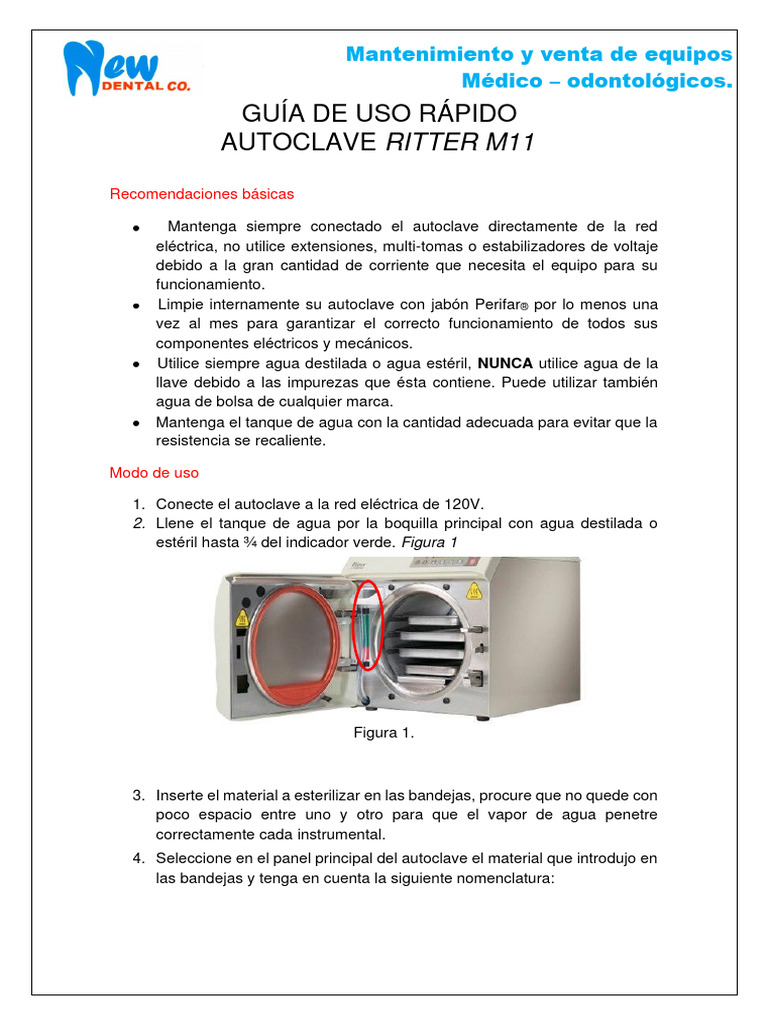 GUIA DE USO RAPIDO AUTOCLAVE RITTER M11pdf | PDF | Agua
