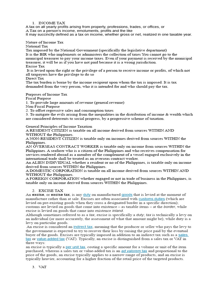 Overview of Income and Excise Taxes | PDF | Taxes | Excise