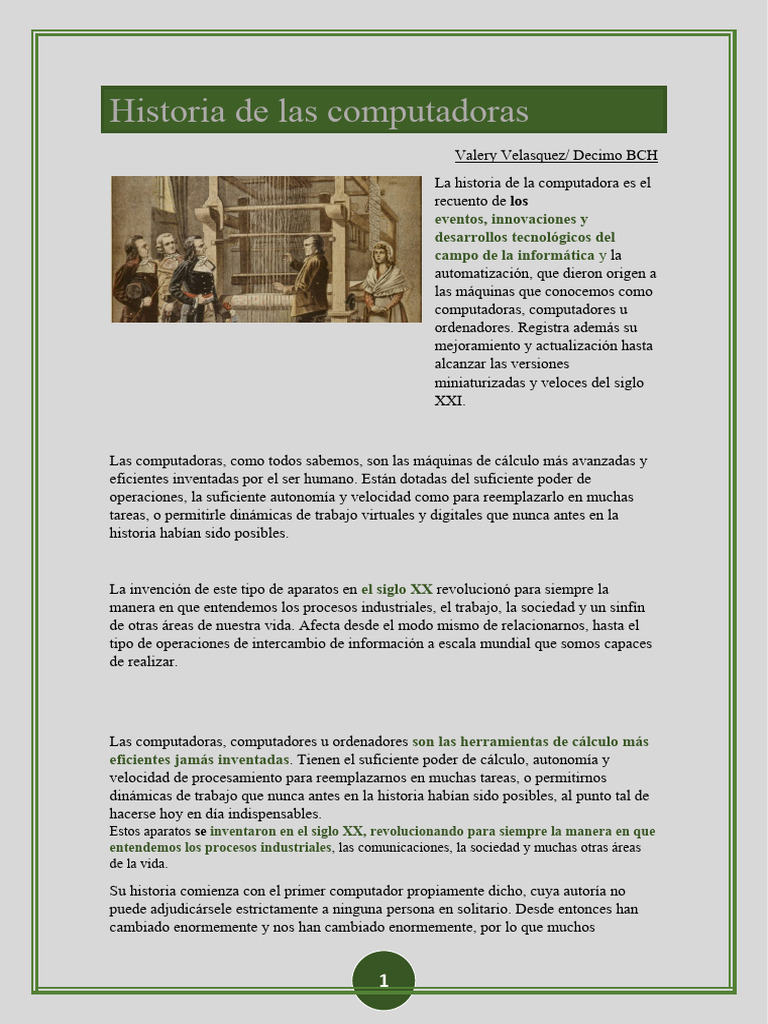 Historia de Las Computadoras | PDF | Circuito integrado | Equipo de oficina