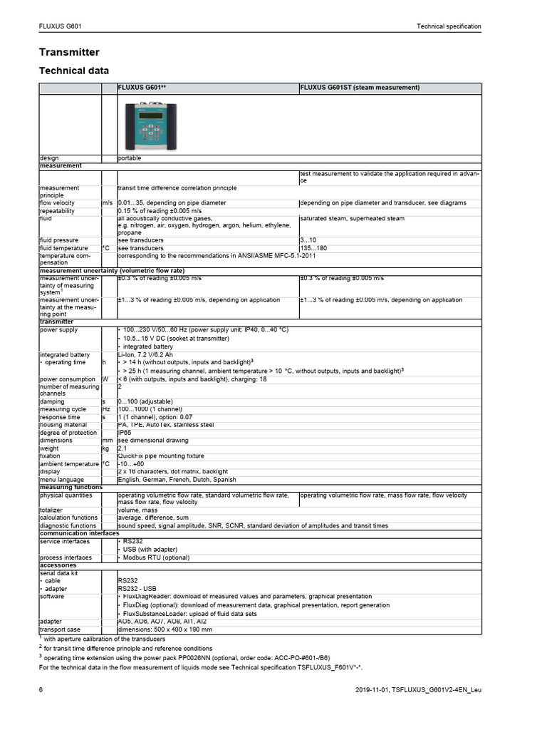 Tsfluxus - g601st - En-P06 | PDF | Flow Measurement | Gases