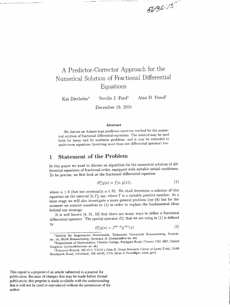 A Predictor Corrector Approach For The Pdf Algorithms Mathematical Objects