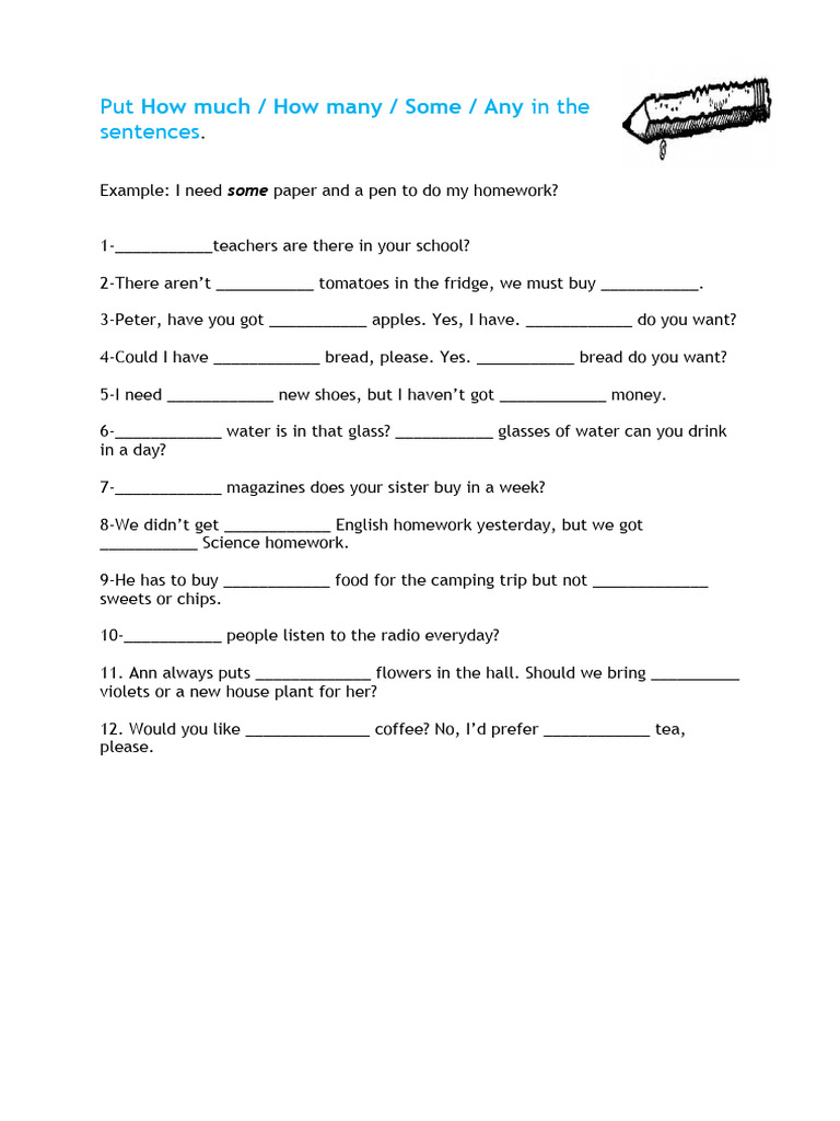 Many Much Some Worksheet | PDF | Career & Growth