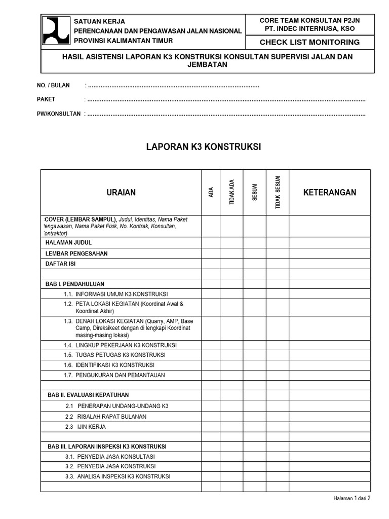 1.checklist K3 | PDF
