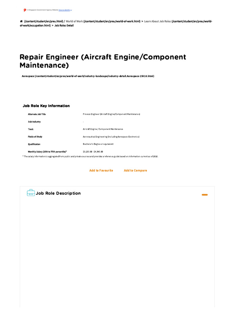 Repair Engineer (Aircraft Engine - Component Maintenance) - Job Roles ...
