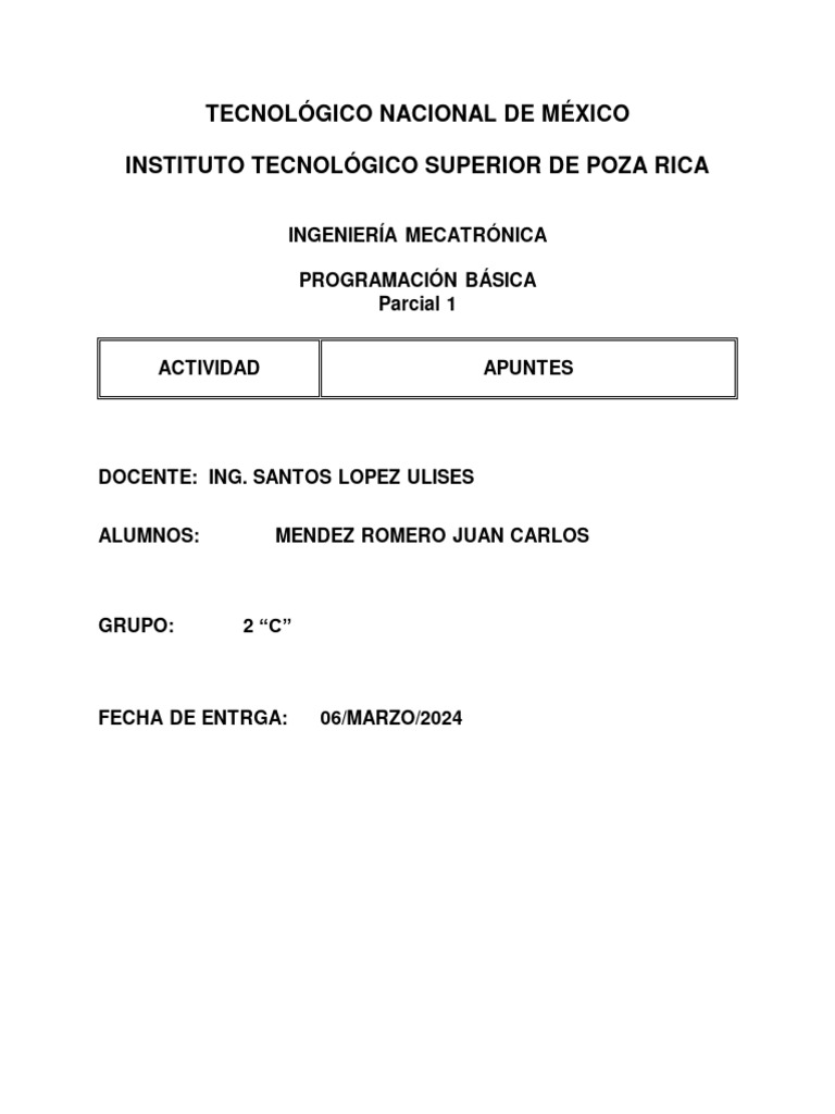 Apuntes de Programacion | Descargar gratis PDF | Programa de ...