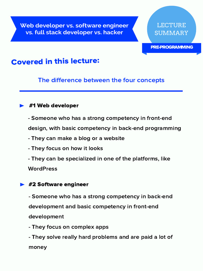 Web Developer vs. Software Engineer Guide | PDF | Ruby On Rails | Computing