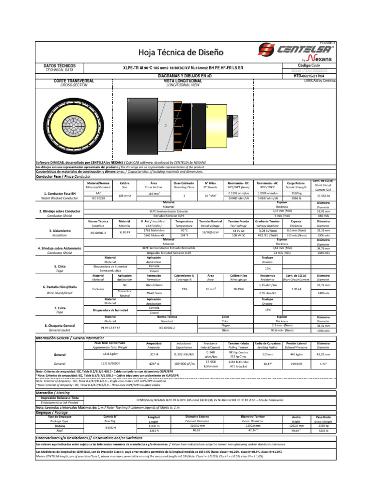 Hoja Técnica de Diseño: Conductor Fase / Phase Conductor | PDF ...