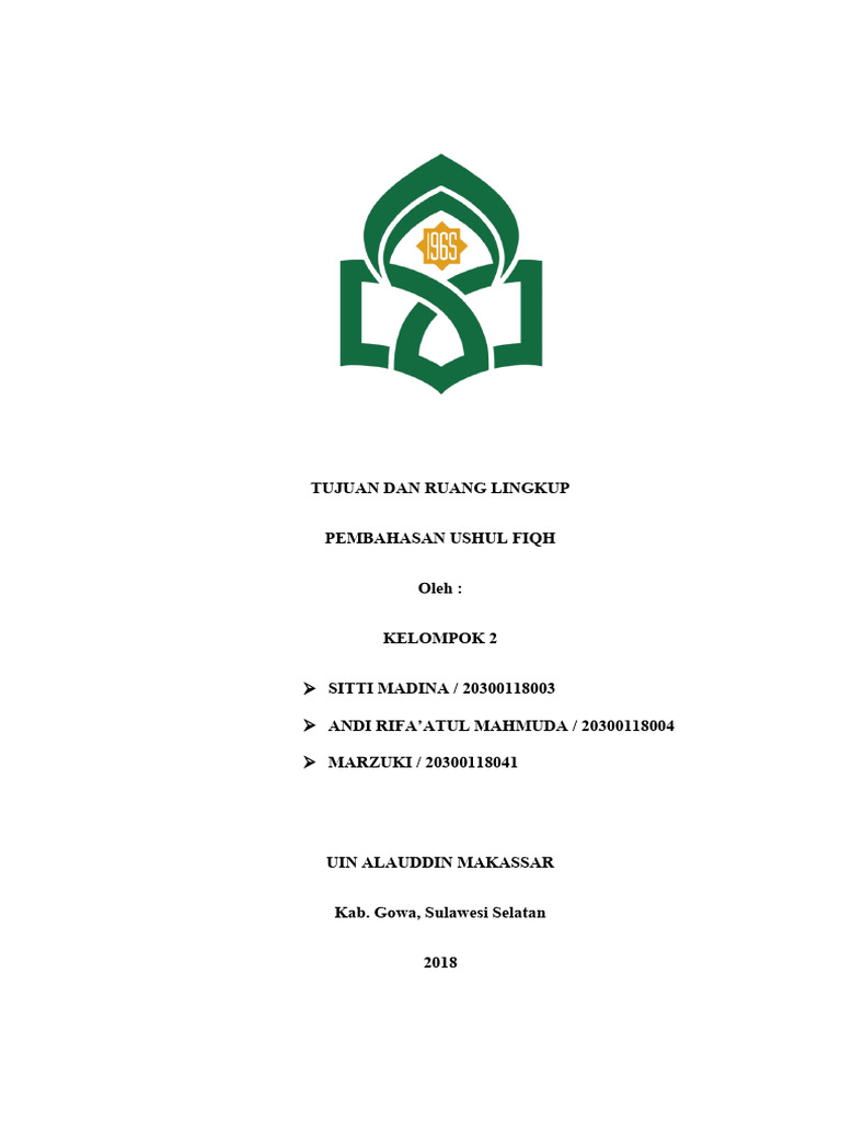 Tujuan Dan Ruang Lingkup Pembahasan Ushul Fiqh | PDF