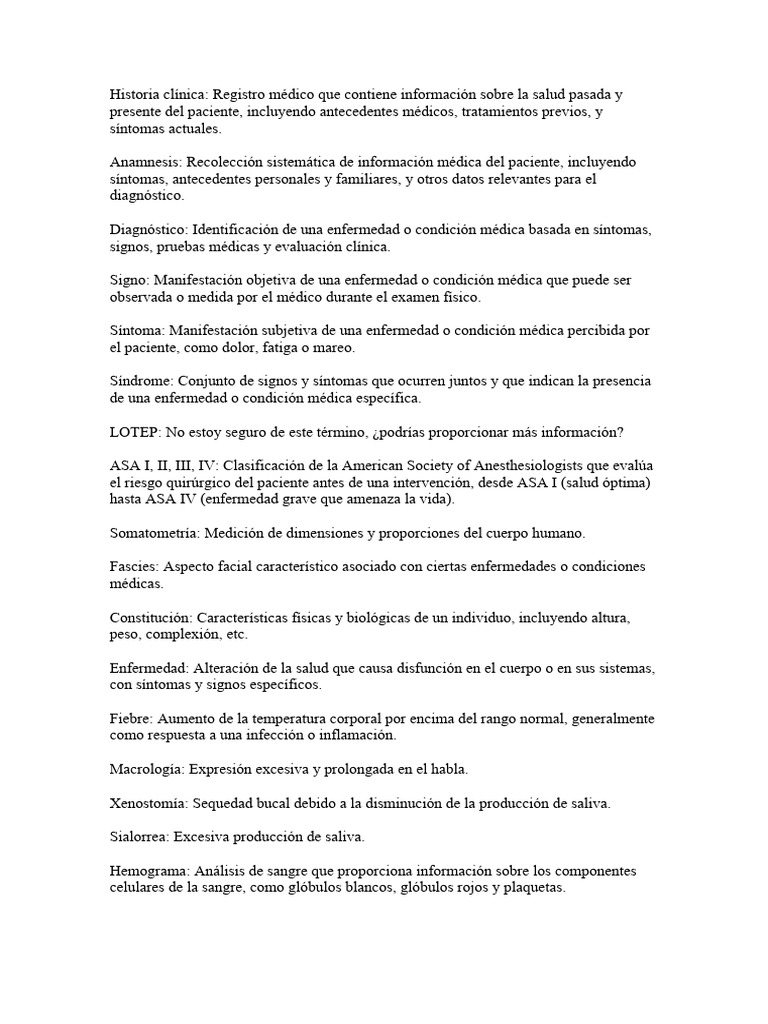Glosario de Términos Médicos Esenciales | PDF | Diagnostico medico | Tos
