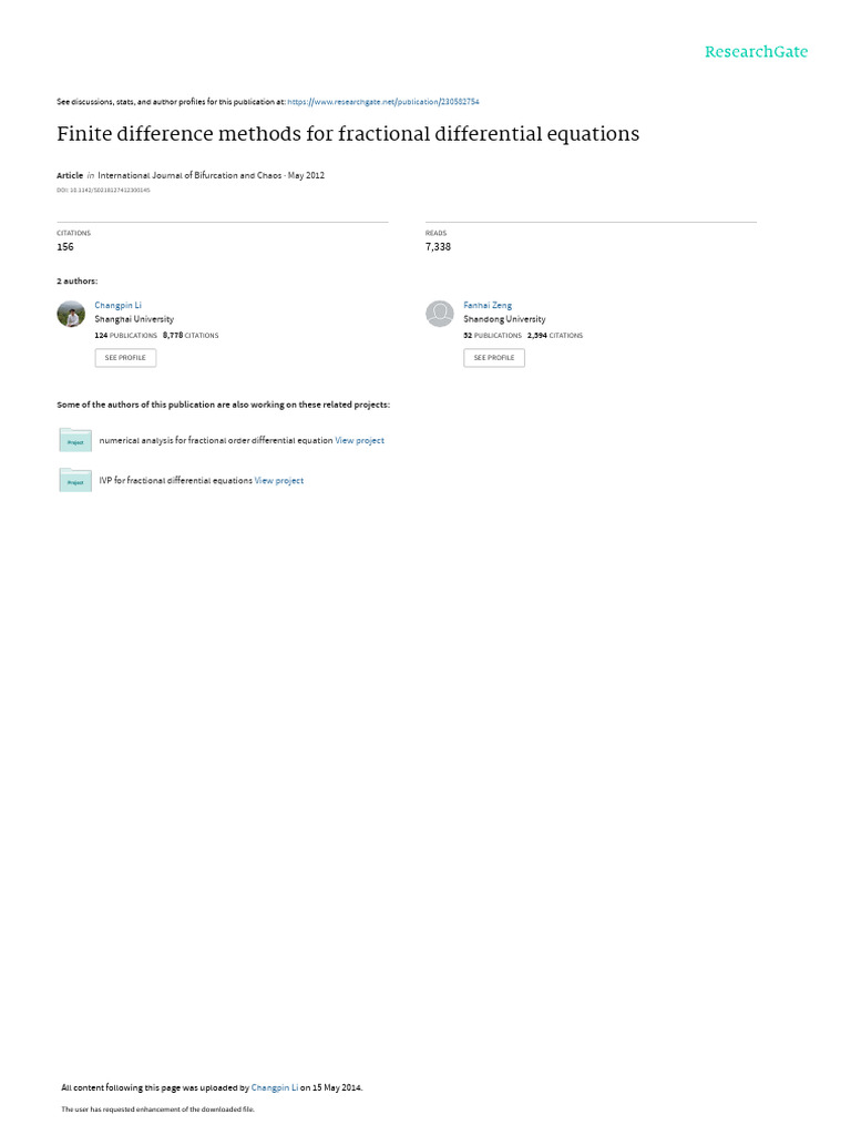 finite diference methods for fractional diferential equations | PDF | Differential Equations ...