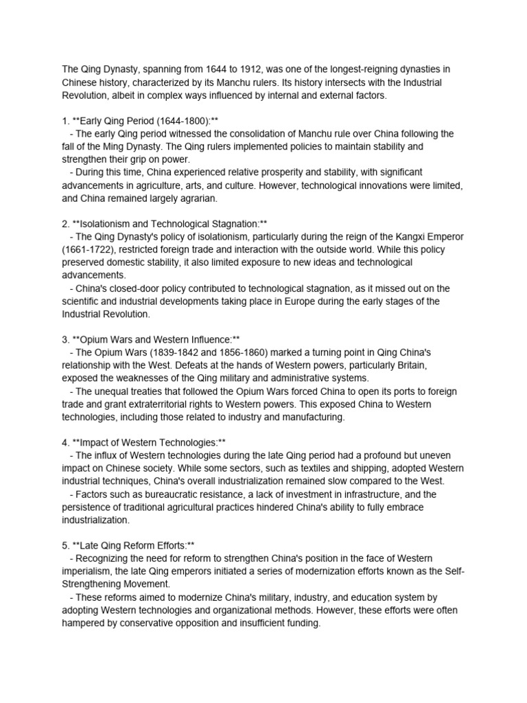 The Qing Dynasty Study Notes Pdf Qing Dynasty China