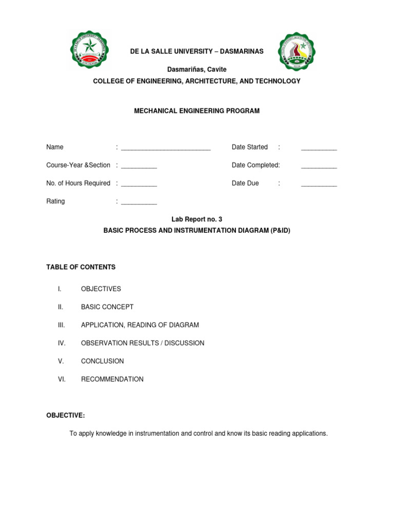 Lab Report 3 Basic Processes Instrumentation Diagram | PDF | Instrumentation | Pipe (Fluid ...