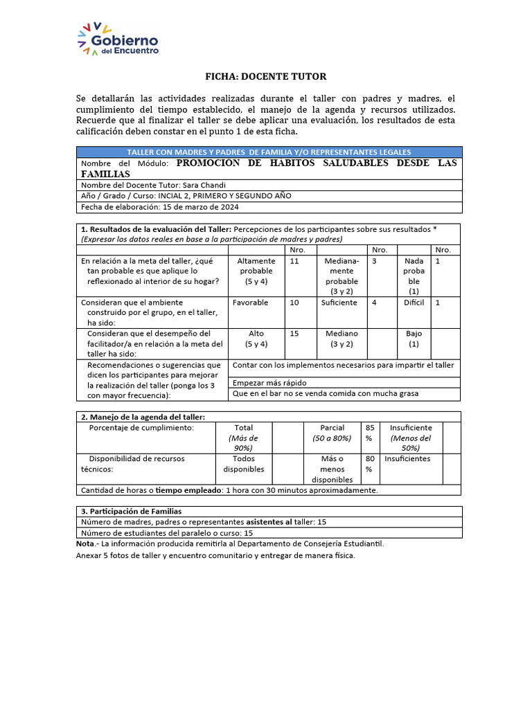 Informe Del Docente Tutor | PDF