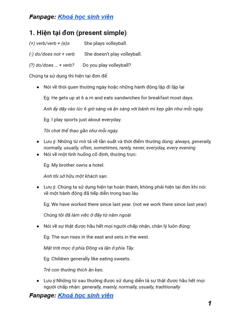 Present Tenses - Present Simple Present Continuous State Verbs There Is ...