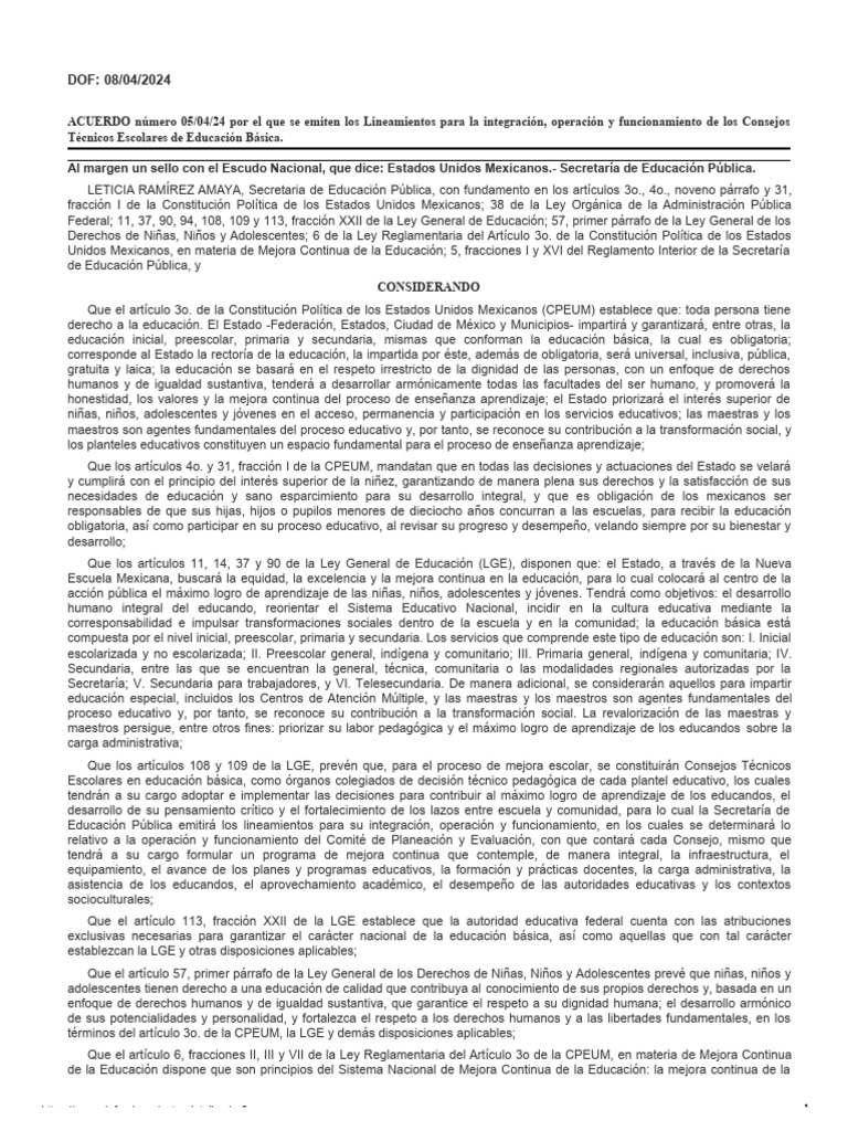 Acuerdo 05-04-24 | PDF | Educación de la primera infancia | Educación ...