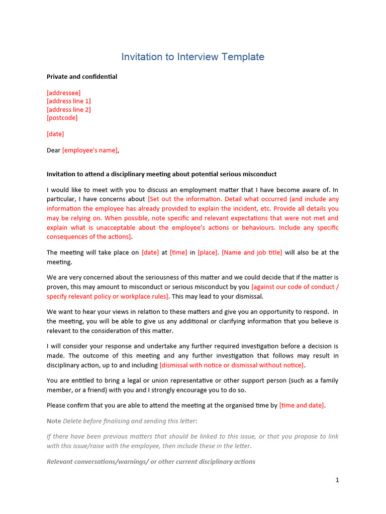 S3.5 - Invitation To Interview Template | PDF | Employment