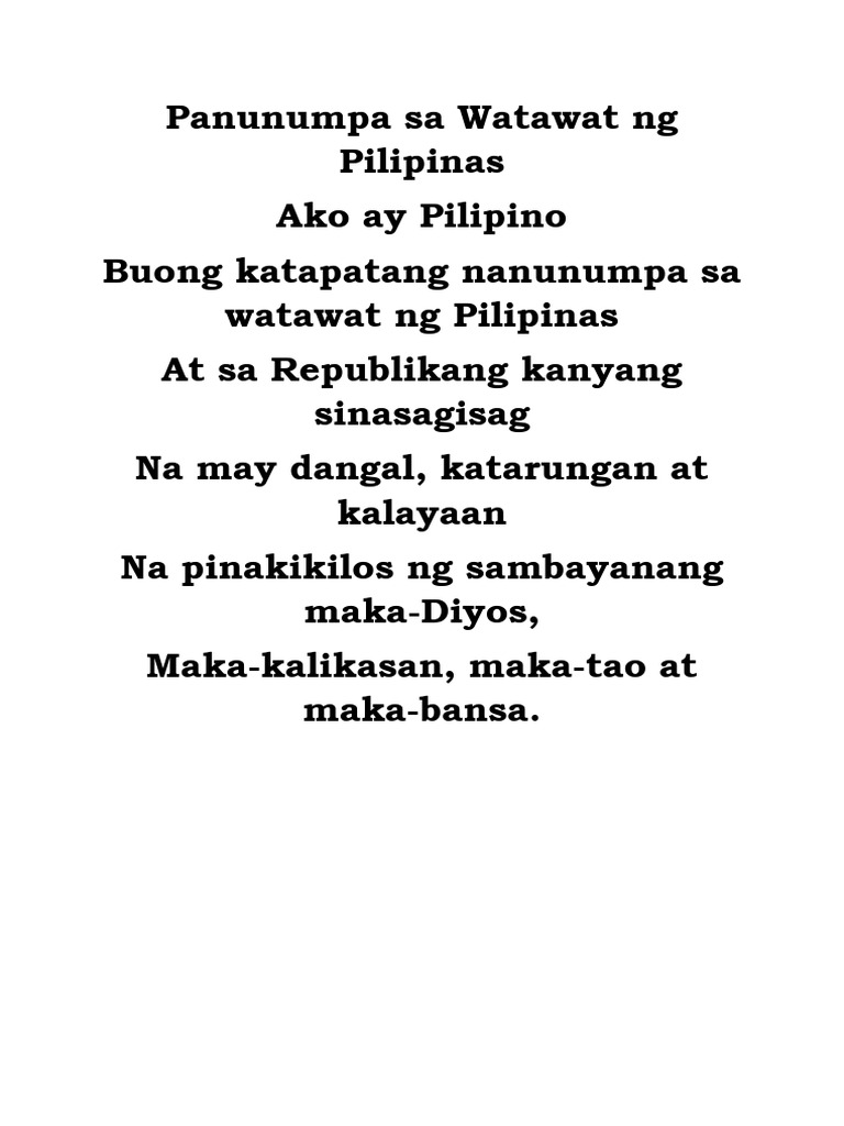 Panunumpa Sa Watawat NG Pilipinas | PDF