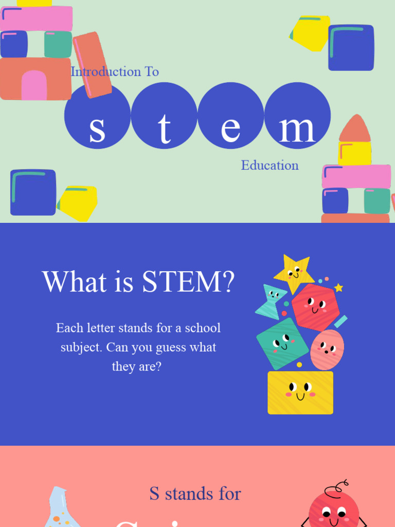 Introduction to STEM Education Presentation in Blue Green and Pink Flat ...