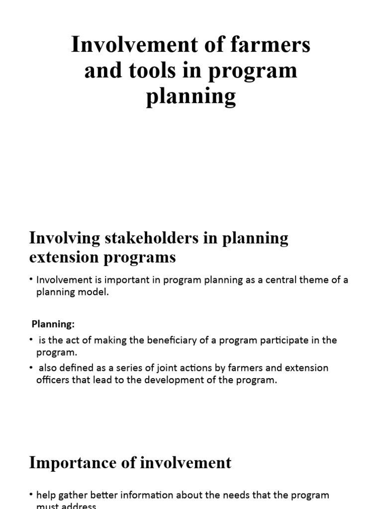 Farmer Involvement in Program Planning | PDF | Business