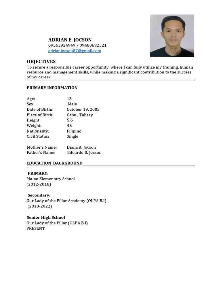 Adrian Resume 12 | PDF | Wellness