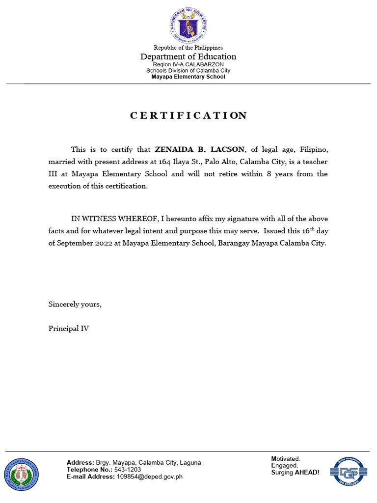 Certificate of Non Retirement | PDF