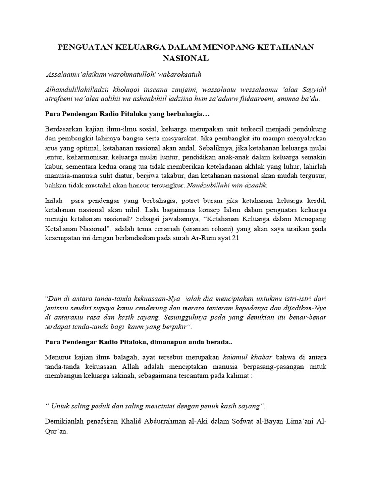 Penguatan Keluarga Dalam Menopang Ketahanan Nasional | PDF