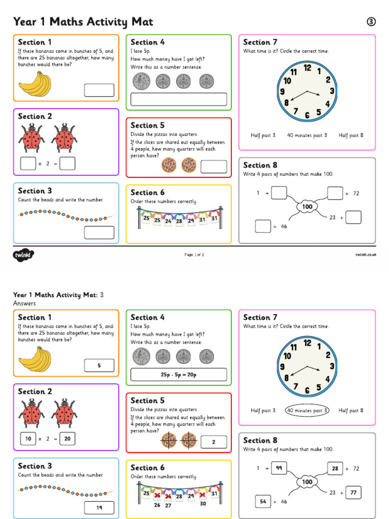 Y1 Maths Mat 3 Higher Ability | PDF