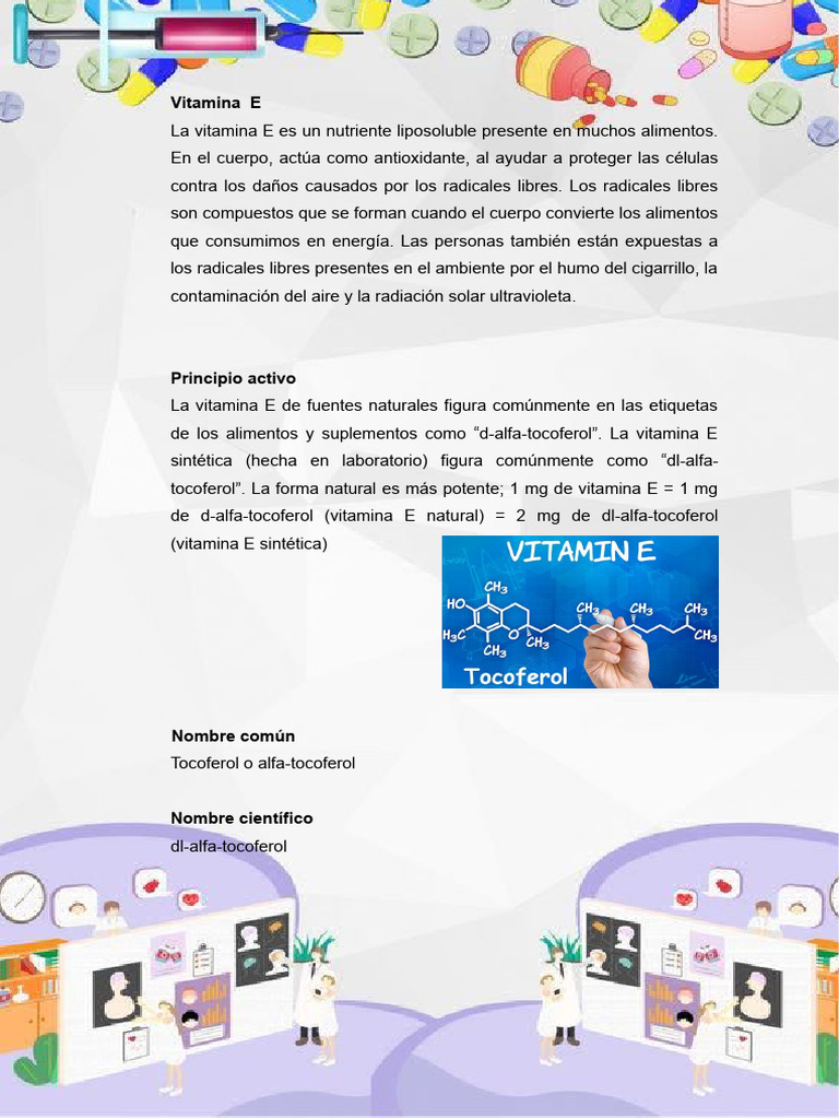 Beneficios y Riesgos de la Vitamina E | PDF | Antioxidante | Vitamina e