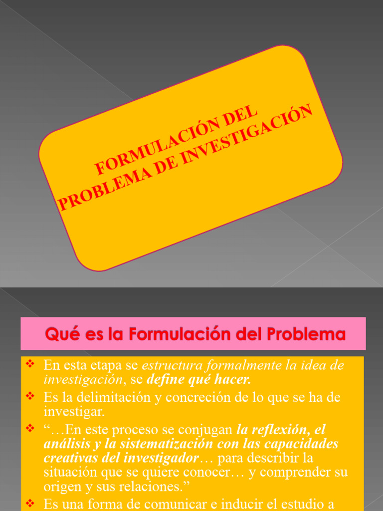 Formulación del Problema de Investigación | PDF | Teoría | Conocimiento