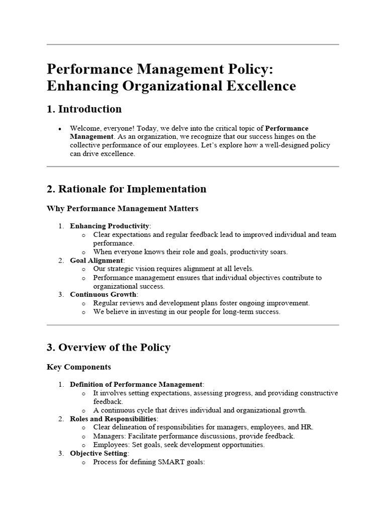 Performance Management Policy | PDF | Goal | Motivation