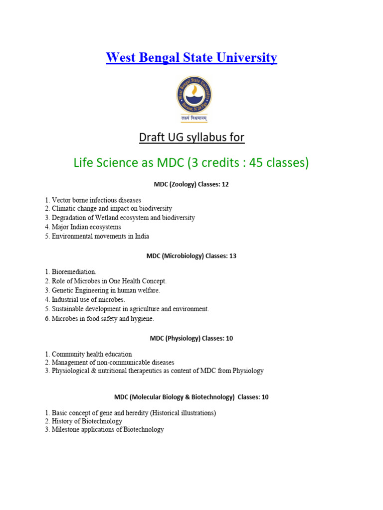 MDC Life Science Syllabus Overview | PDF | Science & Mathematics