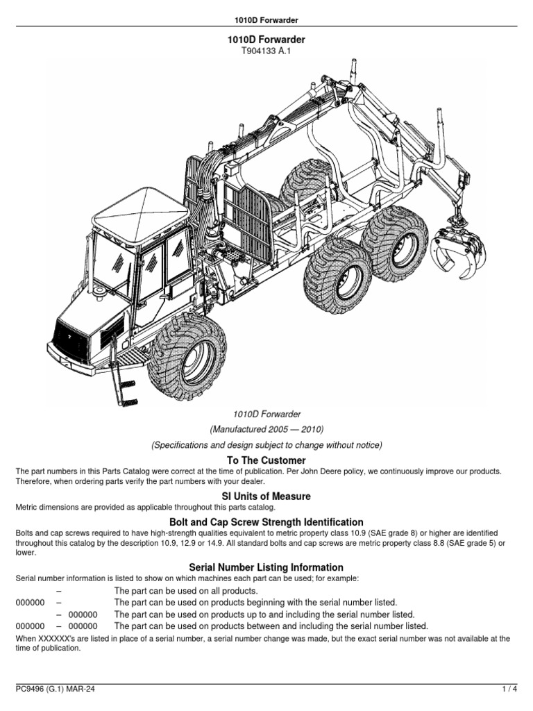 1010D Forwarder S N 004001 Tier 3 Engine 4045HTJ85 Introduction | PDF ...