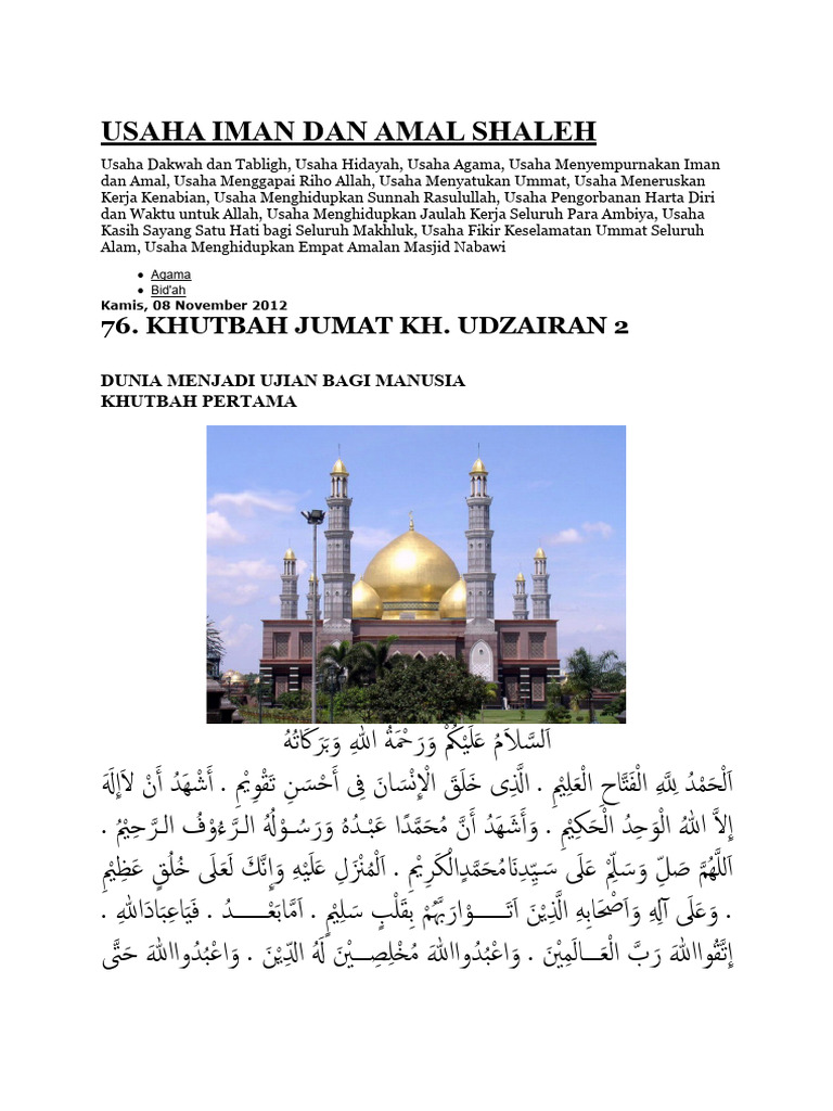 Khutbah Jumat KH Uzairon 2 | PDF | Agama & Spiritualitas Khutbah Jumat KH Uzairon 2 | PDF | Agama & Spiritualitas