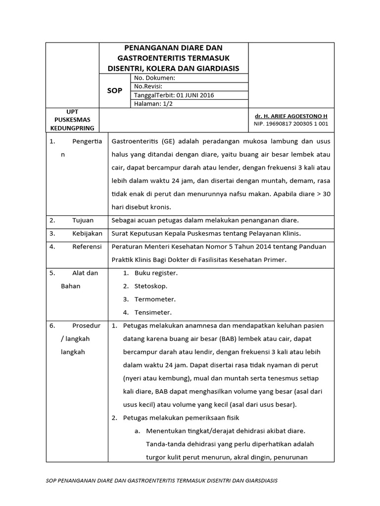2.penanganan Diare Dan Gastroenteritis Termasuk Disentri, Kolera Dan Giardiasis (#) | PDF