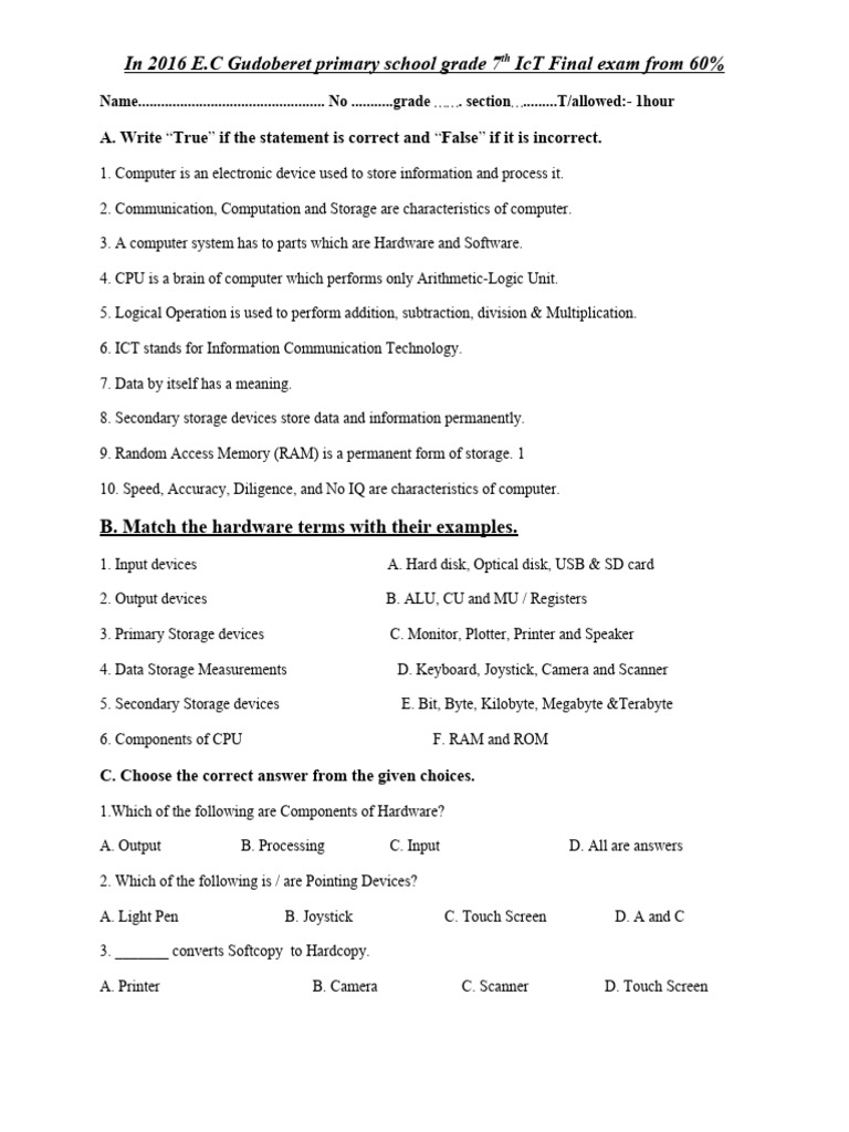 Ict correct | PDF | Computer Data Storage | Computer Hardware