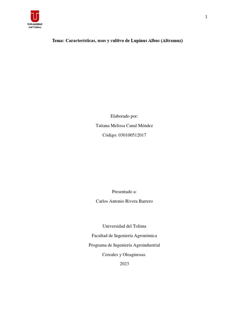 Cultivo y Usos del Altramuz | PDF | Agricultura | Suelo