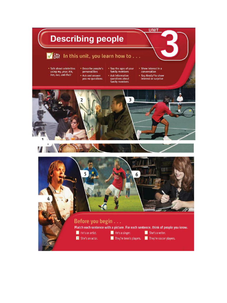 Describing People Unit 3 | PDF