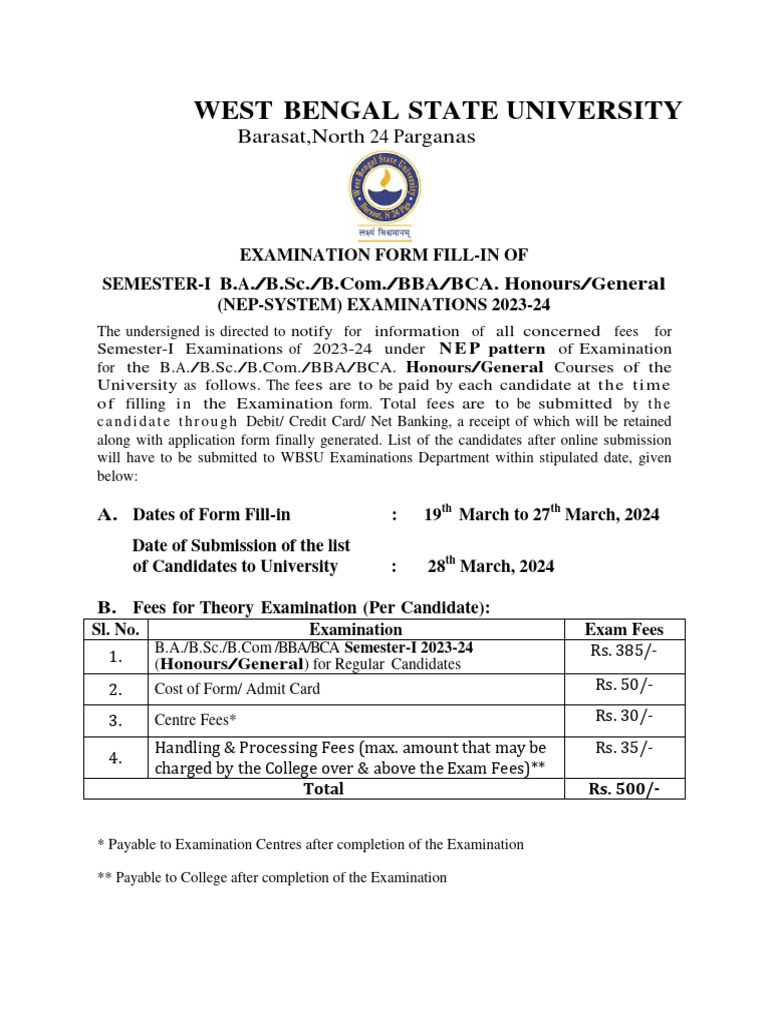 (Nep - System) Semester-I, 2023-24 Fees Structure | PDF | Science