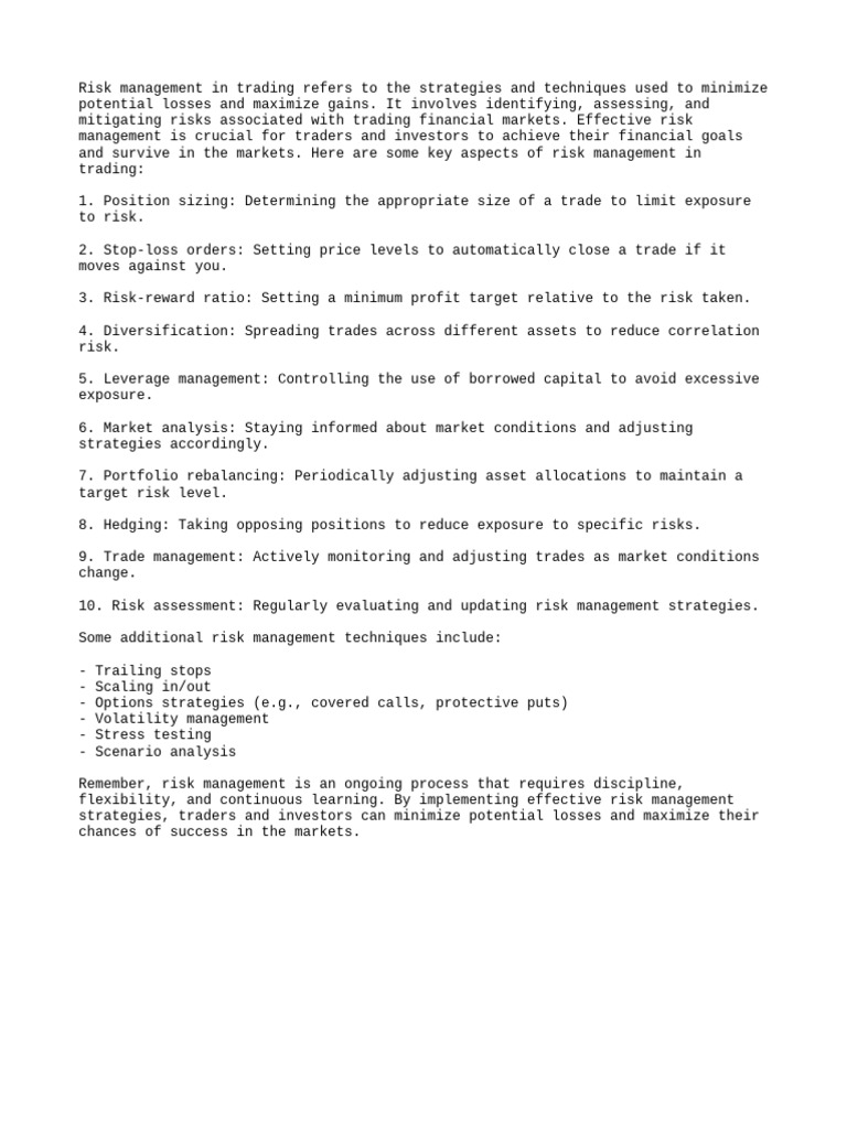 Risk Management in Trading | PDF