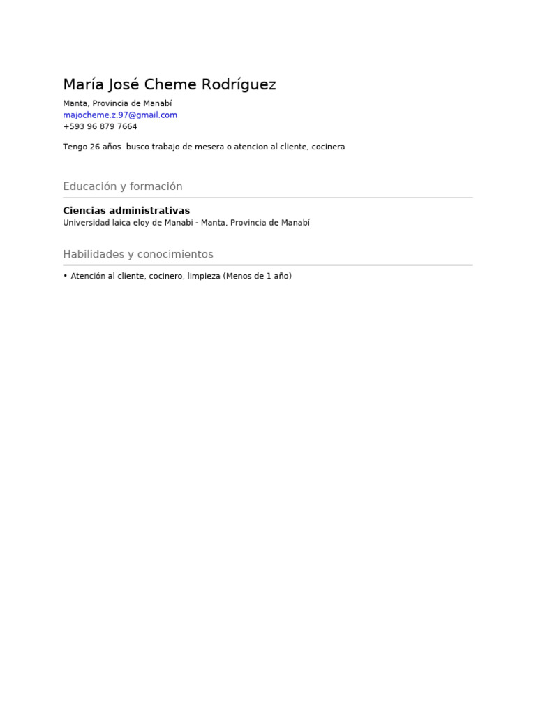 CV de María José Cheme Rodríguez | PDF | Crecimiento personal y profesional