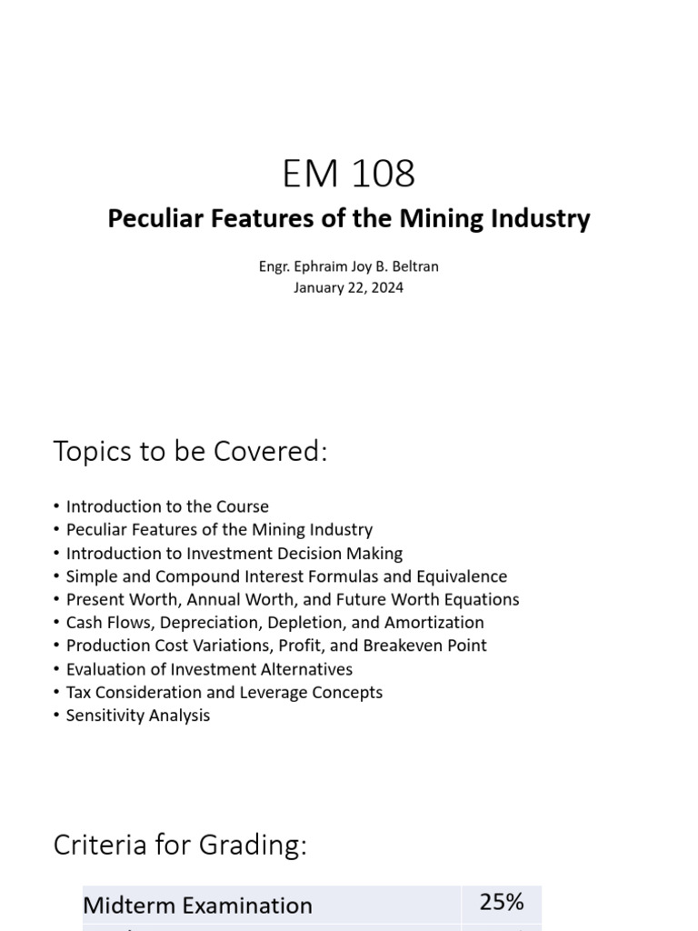 Peculiar Features of the Mining Industry | PDF | Business Cycle | Mining