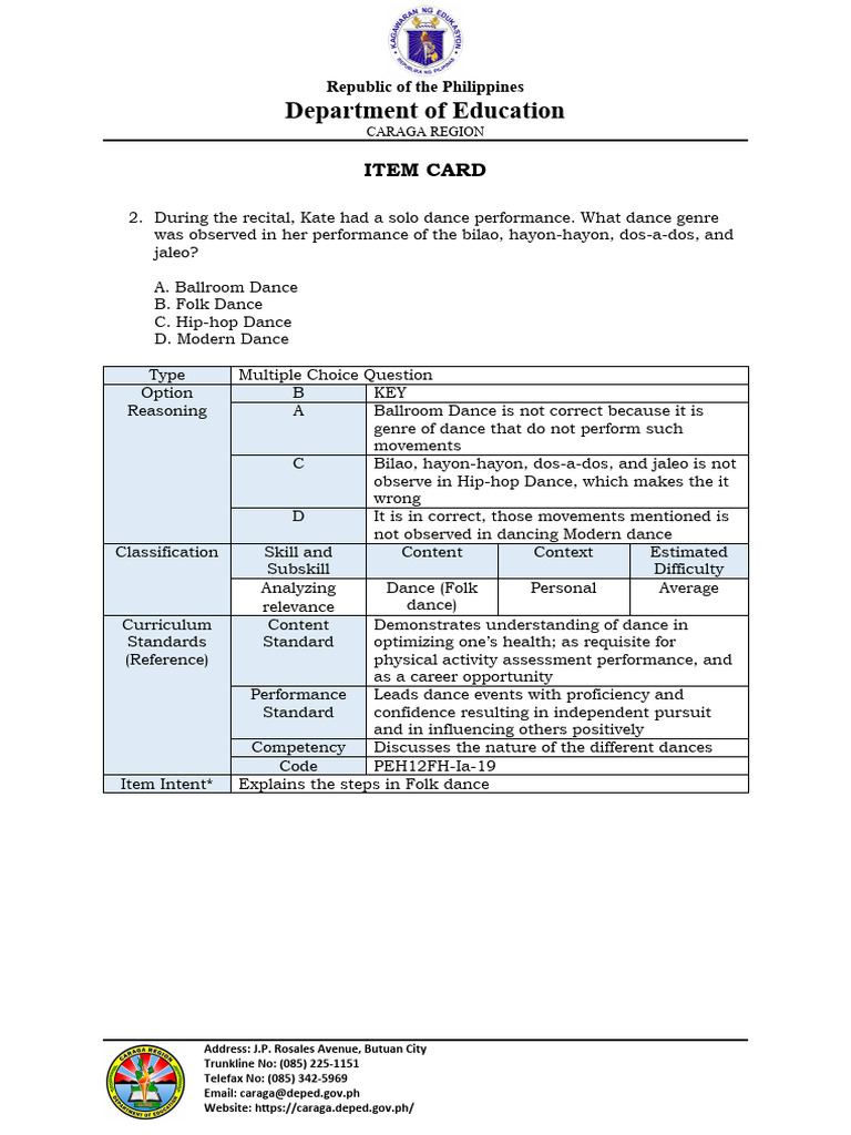 Critical Thinking HOPE Item Card | PDF