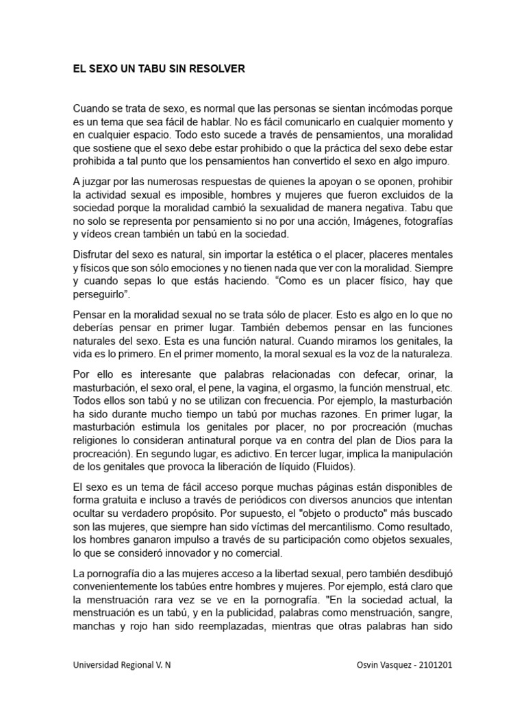 El Sexo Un Tabu Sin Resolver | PDF | Pensamiento | Masturbación