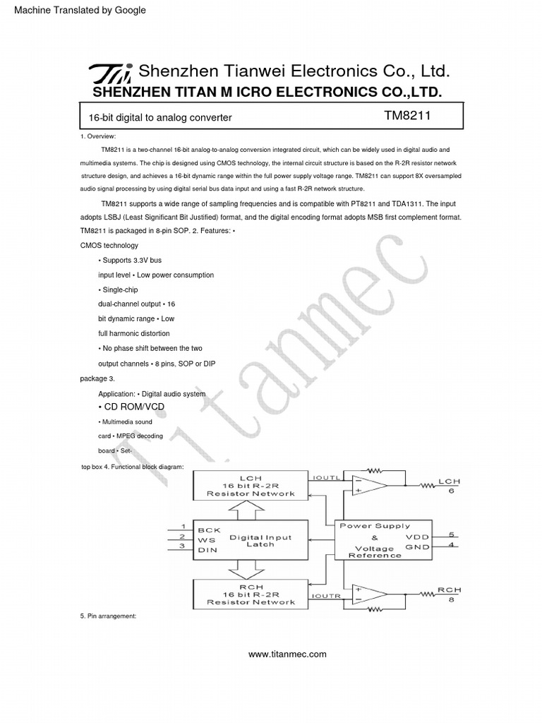 TM-Shenzhen-Titan-Micro-Elec-TM8211 - C92003 (EN) | PDF | Digital Audio ...