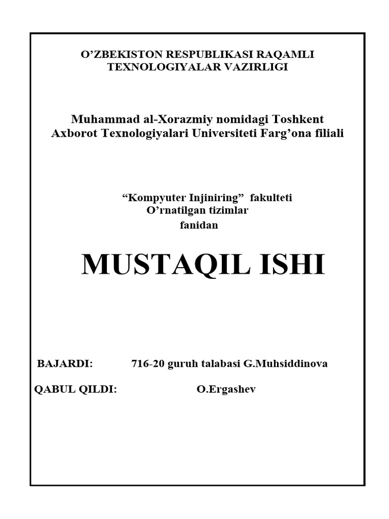 O‘Rnatilgan Tizimlarda Xabarlar Navbati | PDF