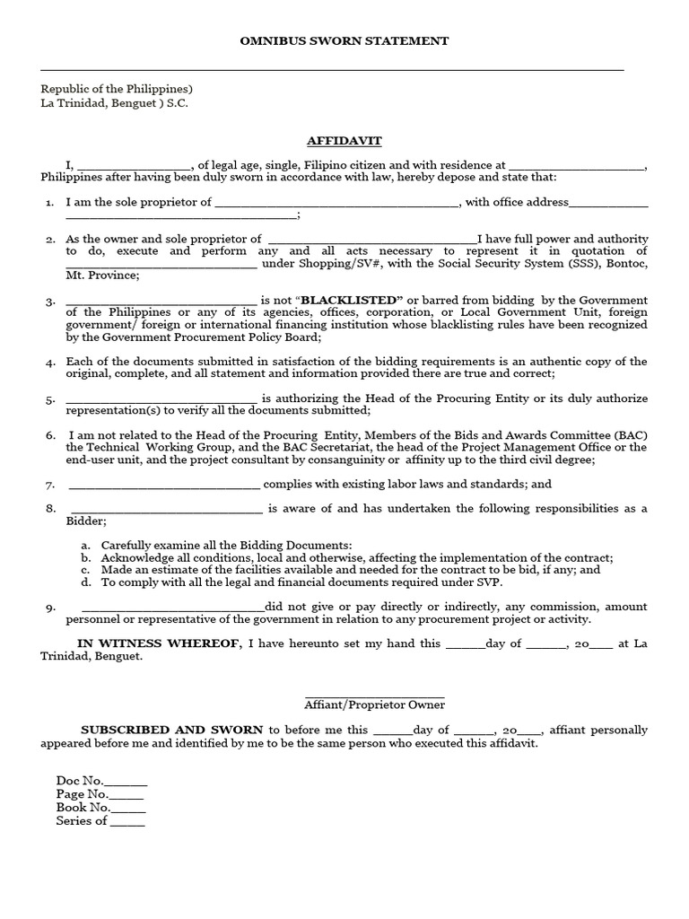 Sole Proprietor Affidavit | PDF | Affidavit | Government