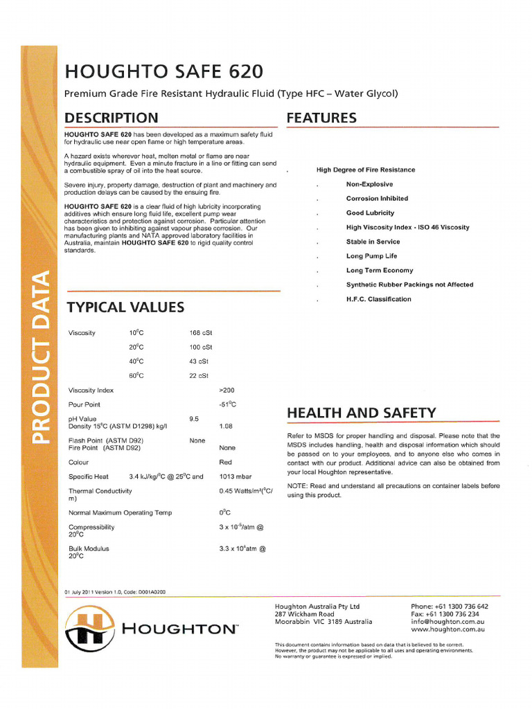 Houghton Houghto Safe 620 Technical Data | PDF