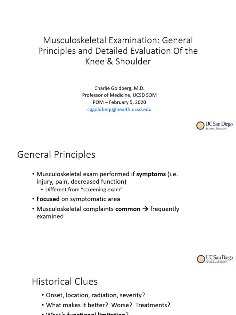 Musculoskeletal Exam - General Principles and Detailed Review of Knee ...